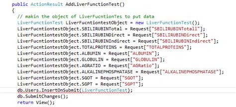 C Facing Error While Inserting Data In Database In Mvc Web