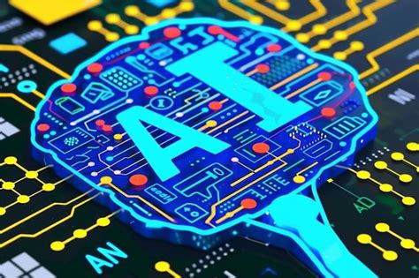 Ai Microchip With Glowing Circuit Elements On Circuit Board