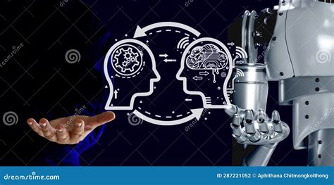 human hand with 3d robotic render with element futuristic digital