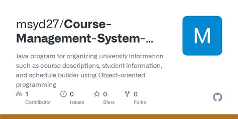 Github Msyd27course Management System Java Java Program For