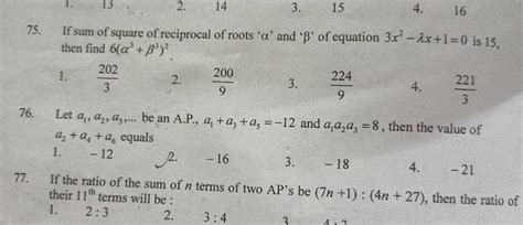 if sum of square of reciprocal of roots α and β of equation 3x2−λ