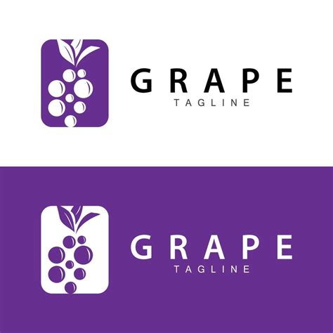 Uva Logo Jardín Vector Fresco Púrpura Fruta Vino Marca Diseño Sencillo Ilustración Modelo
