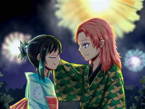 Demon Slayer Sabito And Makomo Firework Festival Hd Wallpaper Download