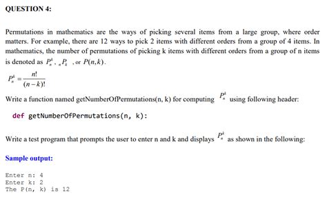 Solved Permutations In Mathematics Are The Ways Of Picking Chegg