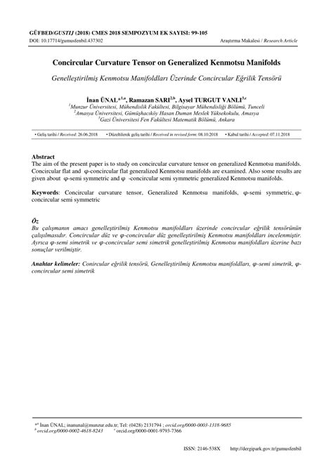 Pdf Concircular Curvature Tensor On Generalized Kenmotsu Manifolds