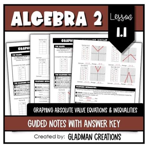 Graphing Absolute Value Equations And Inequalities Algebra 2 Guided Notes