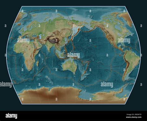 Okhotsk Tectonic Plate On The Wiki Style Elevation Map In The Times Projection Centered