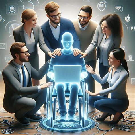 Person With Disability Working With Colleagues In Inclusive Community Office Premium Ai