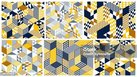 원활한 등방성 마름모와 삼각형 기하학적 패턴 세트 3d 큐브 벡터 타일링 배경 건축 및 구성 벽지 디자인 0명에 대한 스톡 벡터 아트 및 기타 이미지 Istock