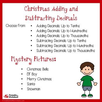 Adding And Subtracting Decimals Christmas Color By Number For December Activity