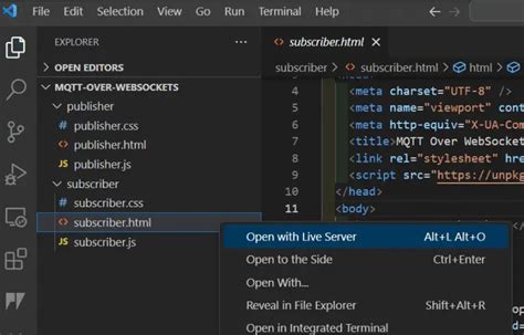 Publish And Subscribe MQTT Messages Over WebSocket