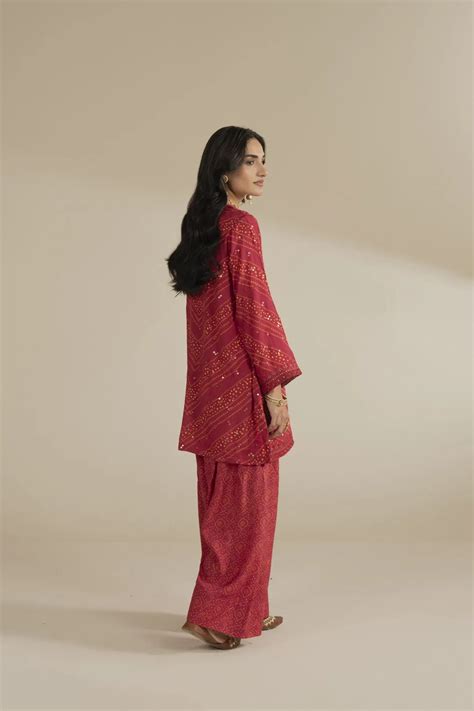 2 Piece Embroidered Raw Silk Suit