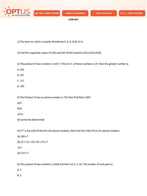 Lcm Hcf Pdf Elementary Mathematics Arithmetic