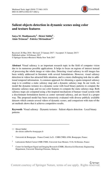 Salient Objects Detection In Dynamic Scenes Using Color And Texture