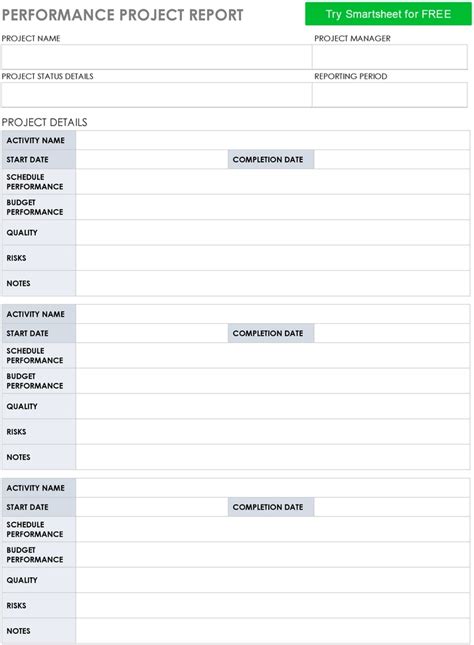 Performance Project Report Pdf Vorlage Zur Projektüberwachung Und