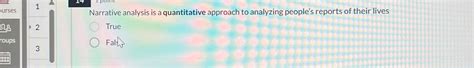 Solved Narrative Analysis Is A Quantitative Approach To