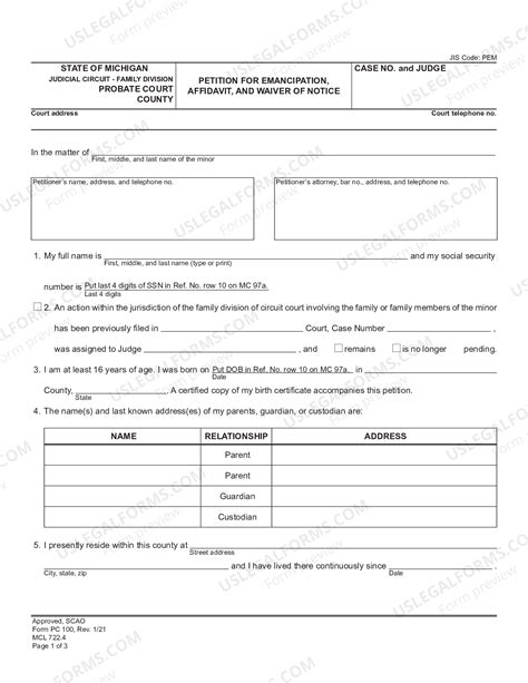 Emancipation Forms Ohio Free Printable Printable Forms Free Online