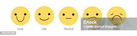 피드백 이모티콘 아이콘 세트입니다 증오와 사랑 이모티콘 웃는 피드백 스마일리를 사용한 사용자 경험률 고객 만족도 수준 감정의 형태로 피드백 벡터 10 Eps Brand