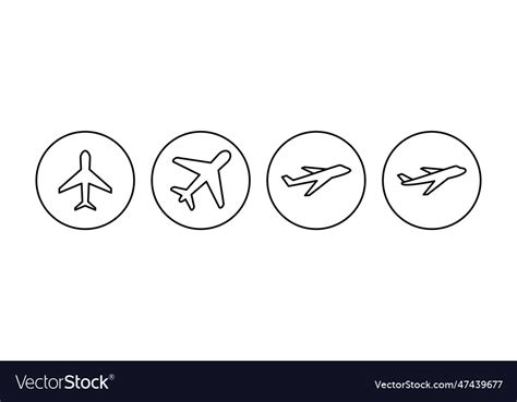 Plane Icon Set Airplane Icon Flight Transport Vector Image