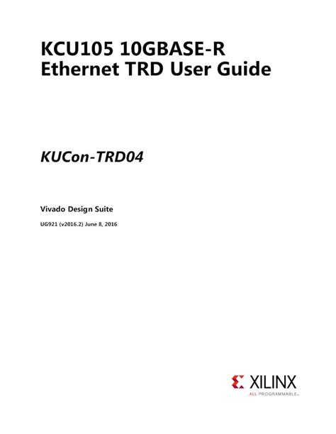 pdf kcu105 10gbase r ethernet trd user guide … 10gbase r ethernet trd