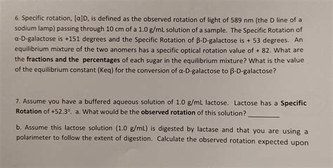 solved 6 specific rotation [α]d is defined as the