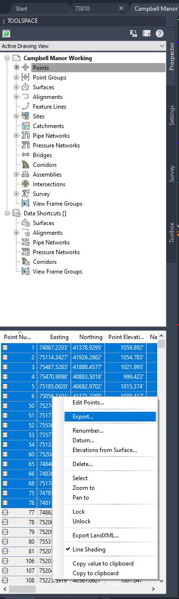 c3d 2021 export points no points transfered from source autodesk