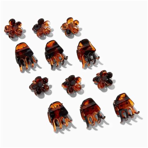 Tortoiseshell Daisy Mini Hair Claws 12 Pack Tortoise Shell Hair