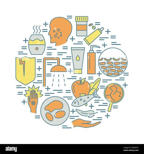 Atopic Dermatitis Symptoms And Treatment Round Concept Banner Medical