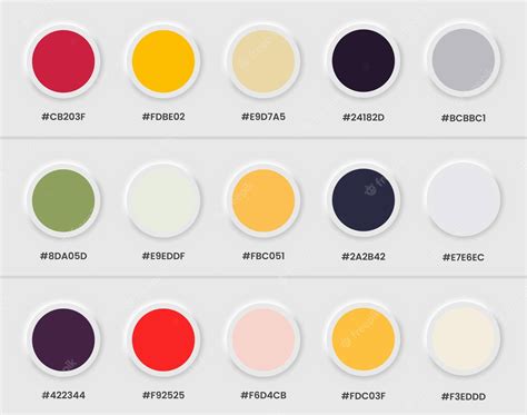 Rgb 16진수의 부드러운 파스텔 색상 샘플 조합 컬렉션 색상 팔레트 세트 프리미엄 벡터