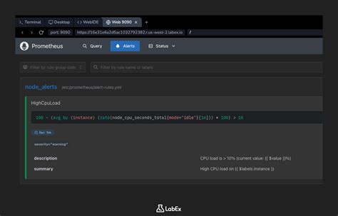 Prometheus Alerts Create And Trigger High Cpu Alerts Labex