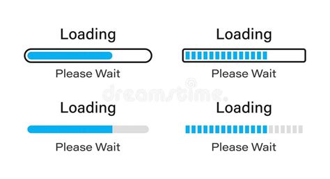 Loading Bar Point With Outline Icon Set In Blue Color Loading Please