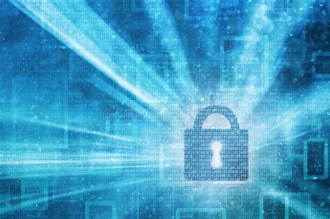 Abstract Locked Padlock With Binary Numbers Stock Illustration
