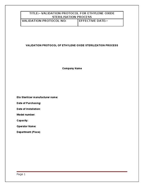 Ethylene Oxide Sterilization Validation Protocol Pdf Sterilization