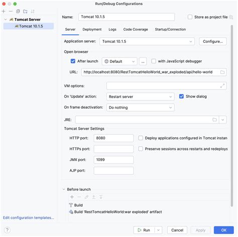 Application Server Run Configurations Intellij Idea Documentation