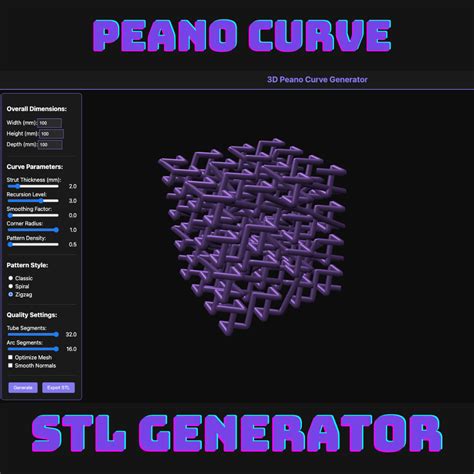 D Peano Curve Generator Advanced Space Filling Curve Designer D File For D PrintingCults