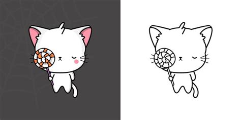 Clip Art Kucing Angora Turki Halloween Lucu Untuk Halaman Mewarnai Dan