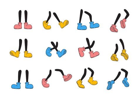 Premium Vector Comic Feet Cartoon Legs In Coloured Sneakers Shoe