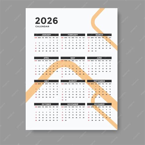 Calendar 2026 Template Design With Geometric Background Premium Vector