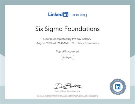 Just Finished The Course “six Sigma Foundations” By Richard Chua