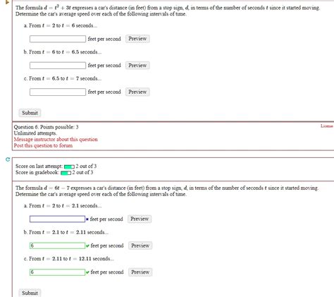 Solved The Formula D T2 3t Expresses Cars Distance In Feet