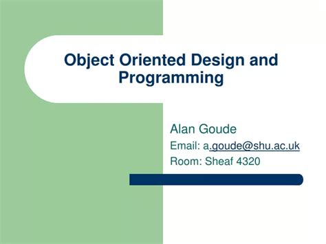 Ppt Object Oriented Design And Programming Overview Powerpoint