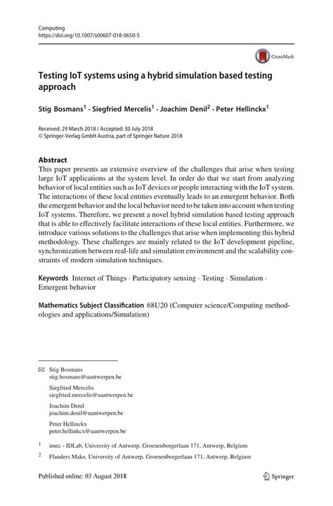 Pdf Testing Iot Systems Using A Hybrid Simulation Based Testing Approach