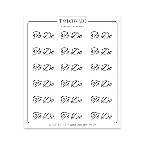 S244 To Do Basic Script Font Taylormade Creative Planning