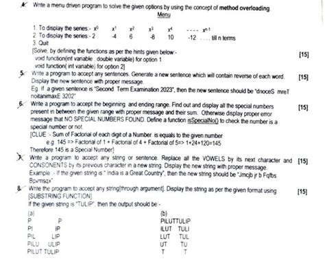 A Wite A Menu Driven Program To Solve The Given Options By Using The Con