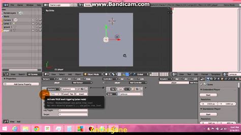 blender game engine python enabled jump youtube