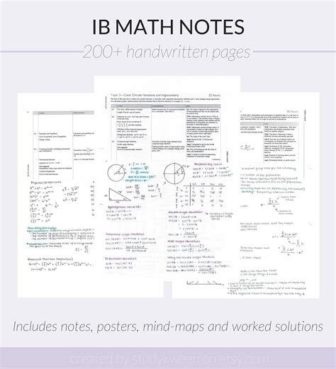 IB Mathematics Notes HL Handwritten Revision Notes Study Etsy UK