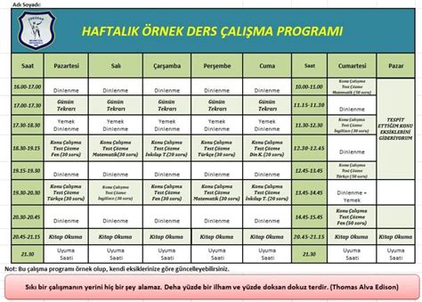 Ders ÇaliŞma Programlari Mehmetçik Ortaokulu