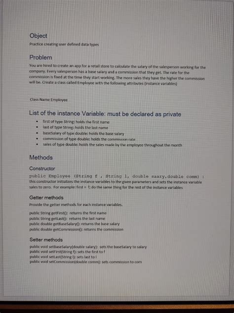 Solved Object Practice Creating User Defined Data Types