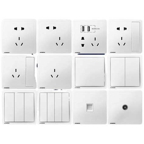 Siemens Switch Socket Panel Elegant White 86 Type Dislocation Oblique 10a One Open Five Hole