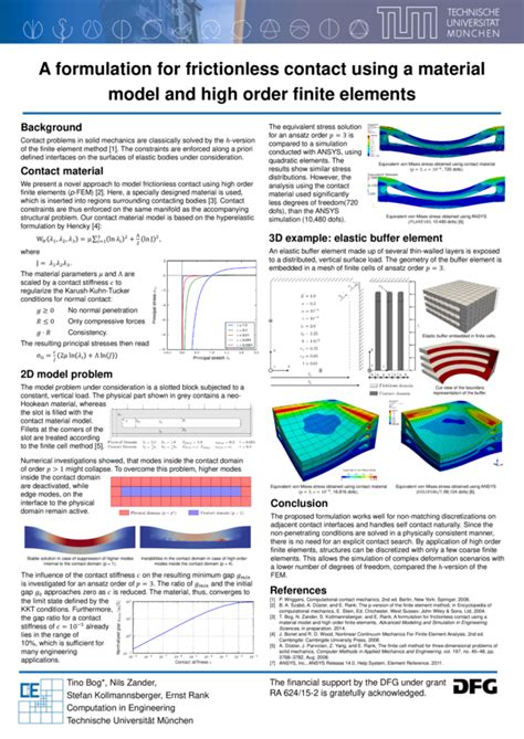 Pdf A Formulation For Frictionless Contact Using A Material Model And